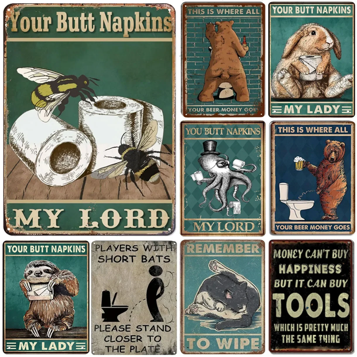 Metal-Tin-Signs-Plaque-Your-Butt-Napkins-Wall-Decoration-Vintage ...