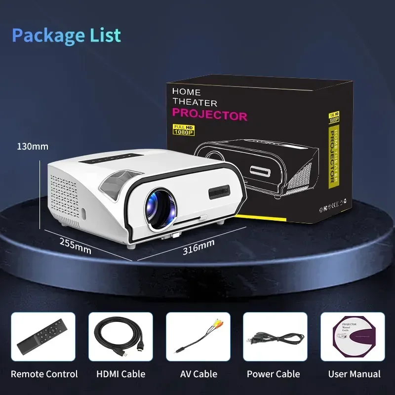 caiwei A12+ FUll HD 14300 lumens Highest Brightness Projector 4K Home ...