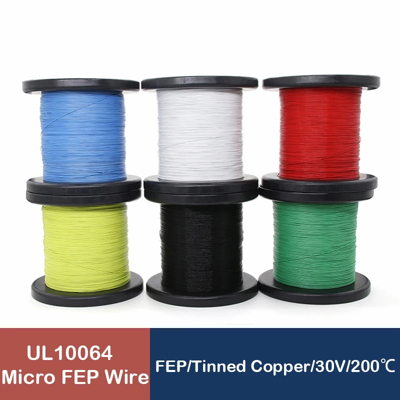 10-50M-UL10064-Wire-36-34-32-30-28-26AWG-PTFE-Plastic-Ultra-Fine-Micro ...