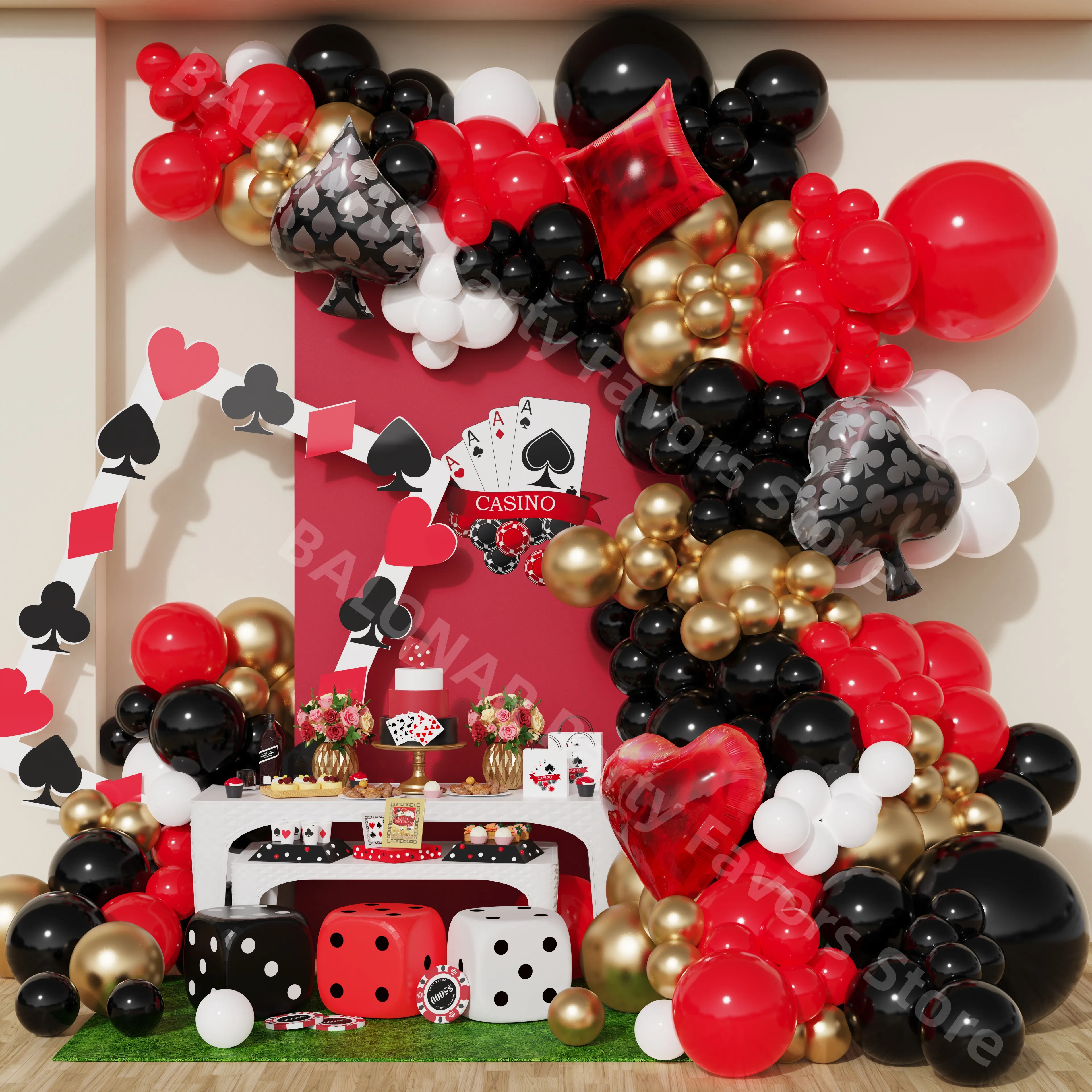 145pcs Red Black Balloon Garland Arch Kit Balloons Night Casino Theme ...