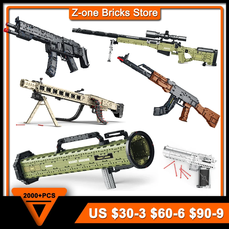 1:1 Technique Guns Kit AK47 98K M24 Sniper Rifle Gun Model Building ...