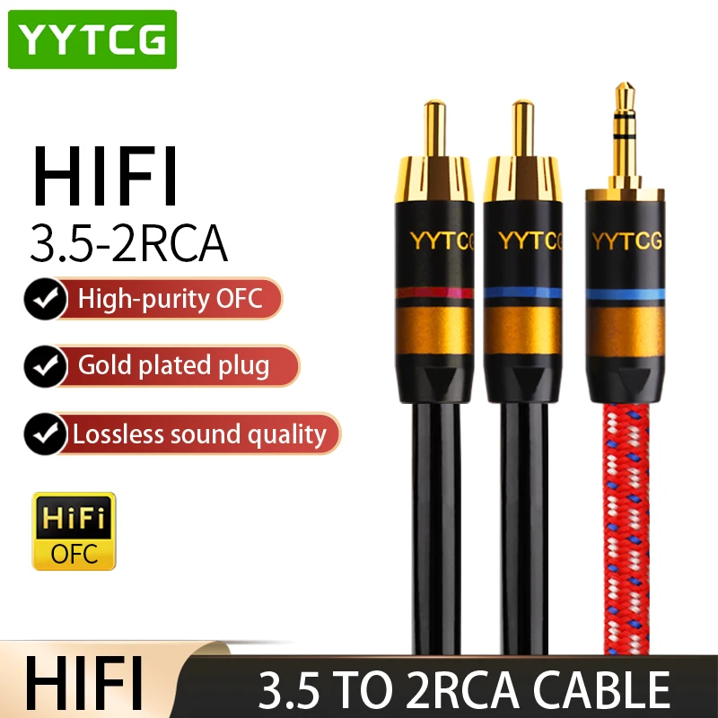 RCA-Jack-Cable-HiFi-3-5mm-to-2Rca-Audio-Cable-OFC-RCA-to-AUX-Audio ...