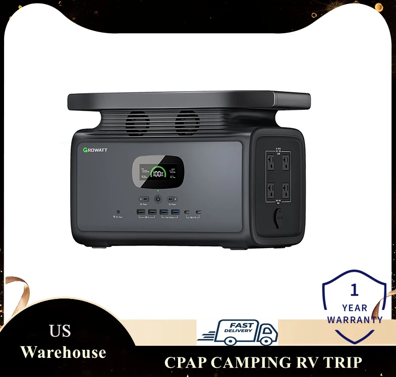 GROWATT-Infinity-1500-Portable-Power-Station-1512Wh-Capacity-2000W-AC-Output-12-Outlets-Wireless ...