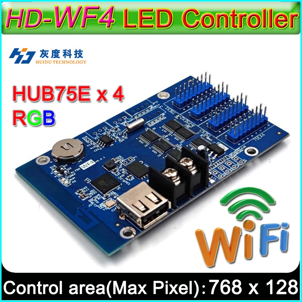 HD WF4 RGB LED 디스플레이 컨트롤러, 풀 컬러 LED 사인 모듈 제어 카드, U 디스크 및 와이파이 무선 제어, HD ...