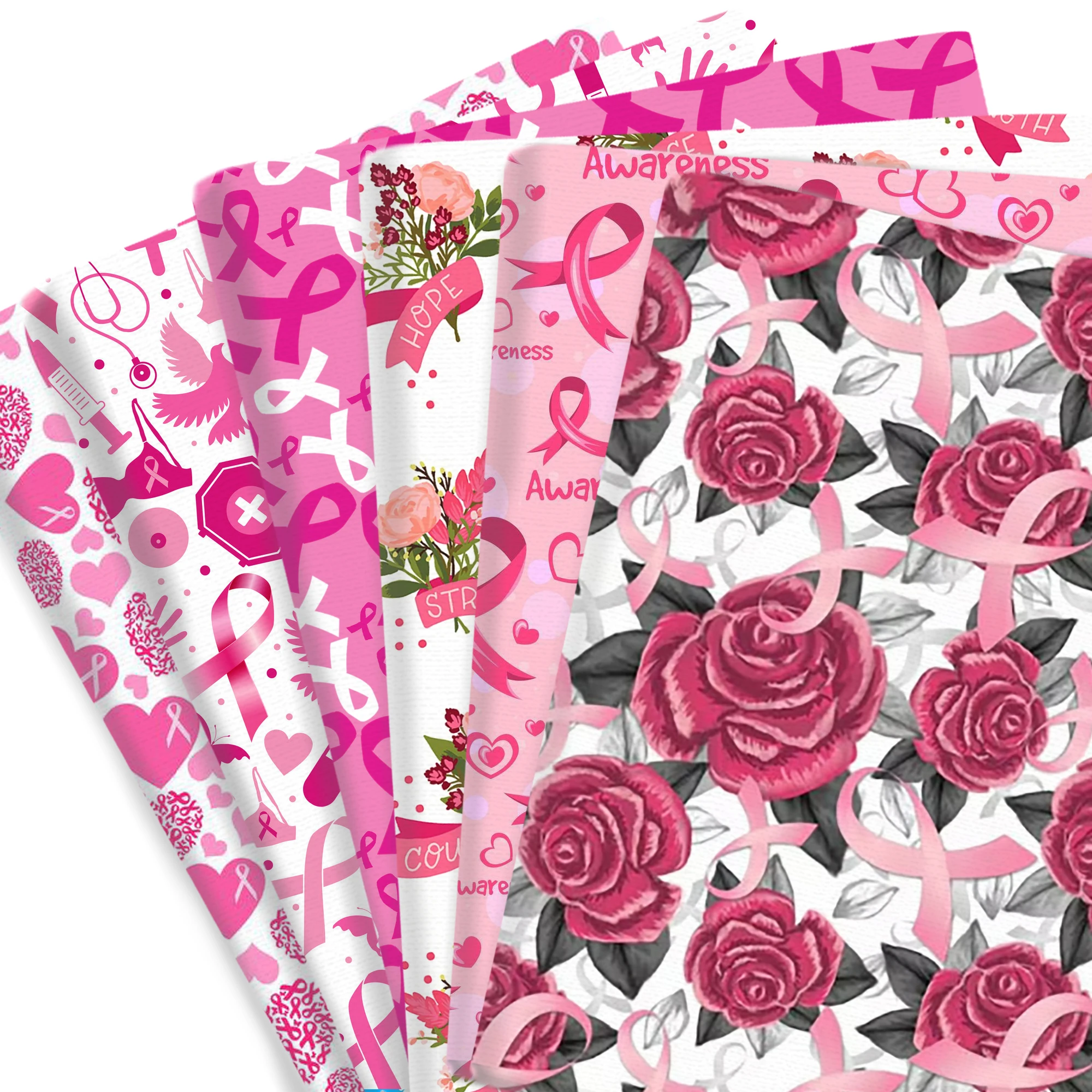 50-145cm-Awareness-Hope-Breast-Cancer-Cotton-Fabrics-By-The-Half-Meter ...