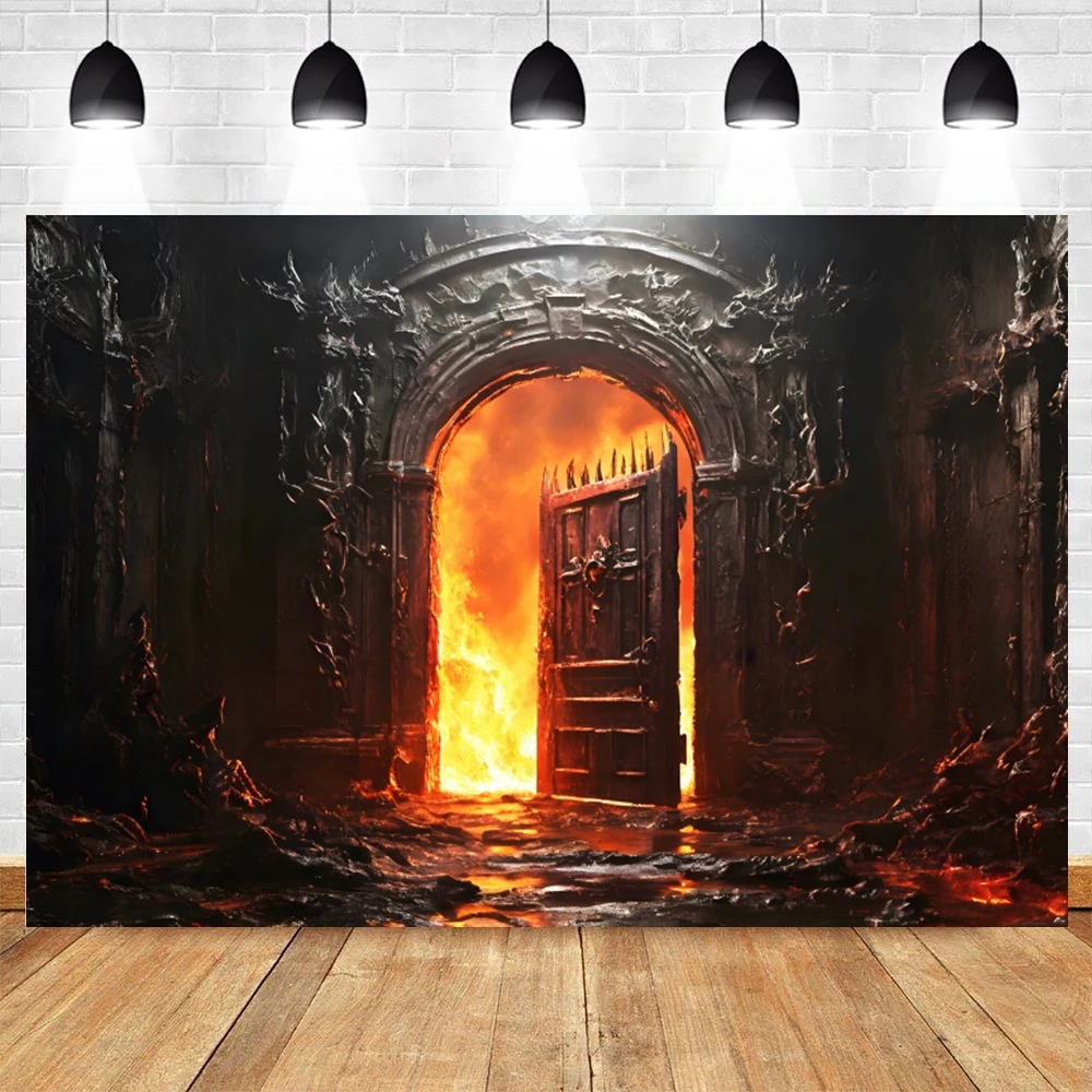 Hell Gate Hellfire Halloween Photo Background Fire Burning Flame Heaven ...