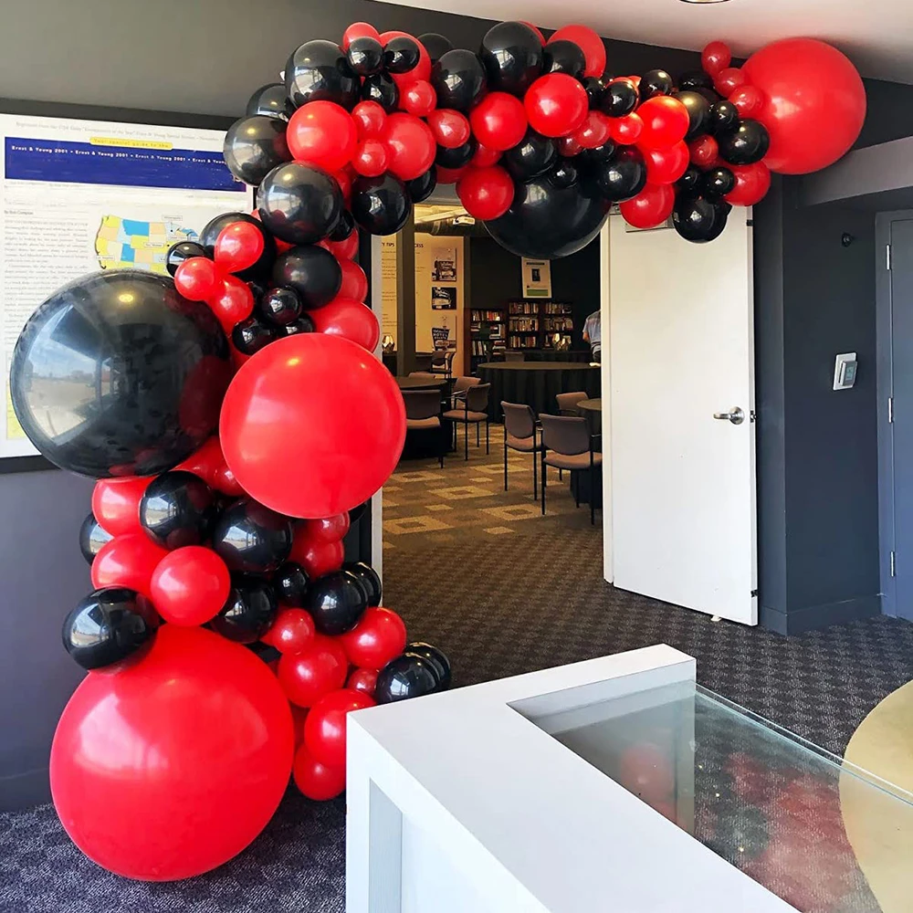 Red Black Birthday Party Decorations | Red Black Balloons Decorations ...