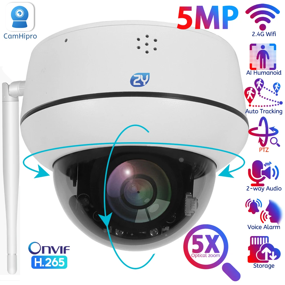 5MP-Wifi-Dome-PTZ-Camera-5X-Optical-Zoom-IP-Camera-Humanoid-Tracking ...