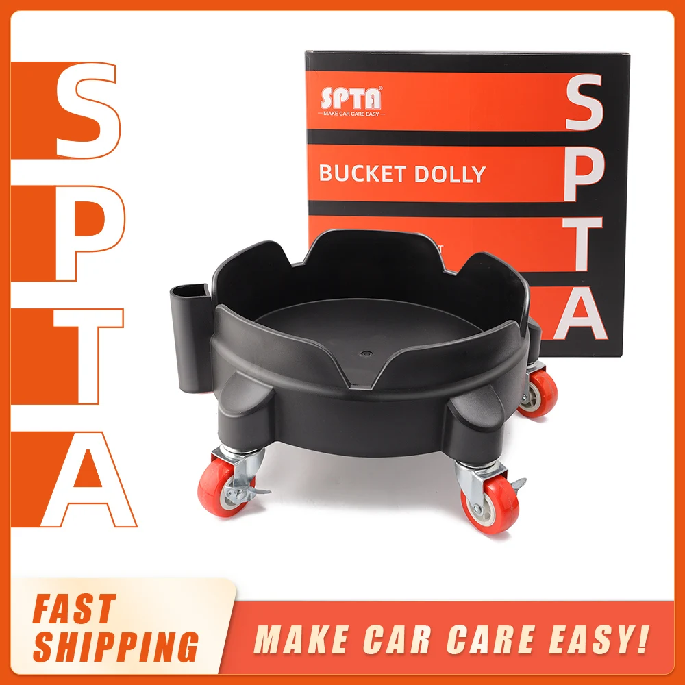 SPTA-Black-Car-Wash-Bucket-Dolly-with-5-Wheels-Removable-Bucket-Mover ...