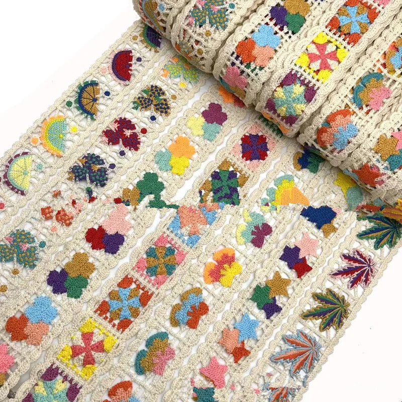 1 Yards Polyester Barcode Embroidery Fabric Lace Hollow Diy Handmade ...