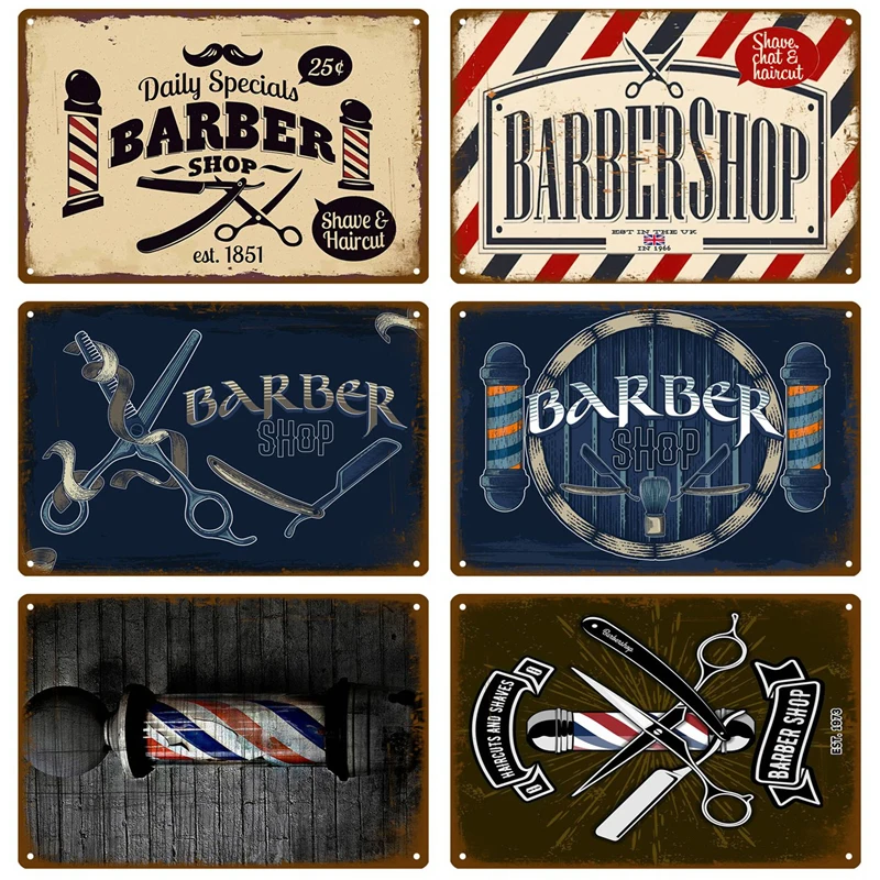 Barber-Shop-Plaque-Metal-Sign-Vintage-For-Door-Tin-Sign-Home-Interior ...