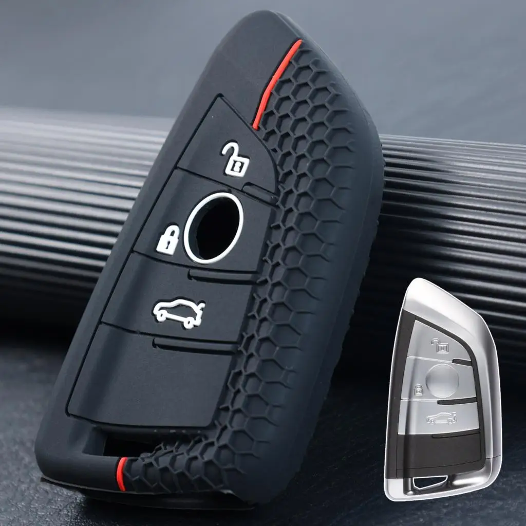 Remote-Key-Ring-Chain-Holder-Case-Cover-Shell-3-Button-Silicone-For-BMW ...