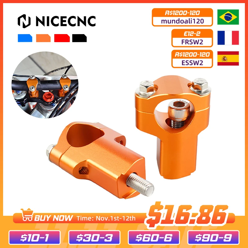 NICECNC 52mm Handlebar Clamp Risers Bar Mount Clamp For KTM 125-500 EXC ...