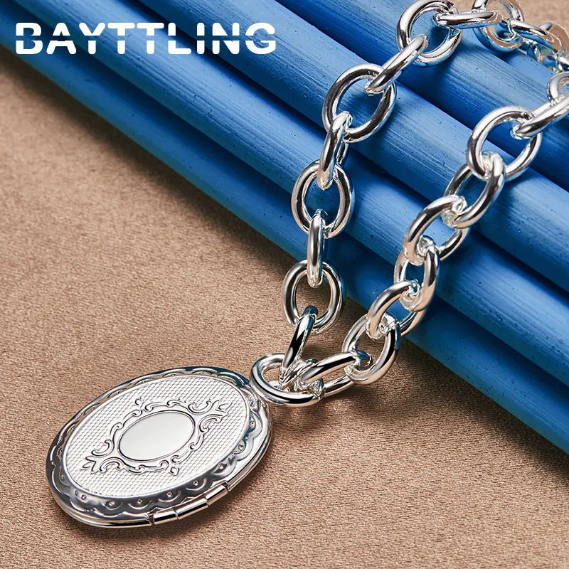 18-Inches-925-Sterling-Silver-Luxury-Oval-Photo-Frame-Necklace-For ...