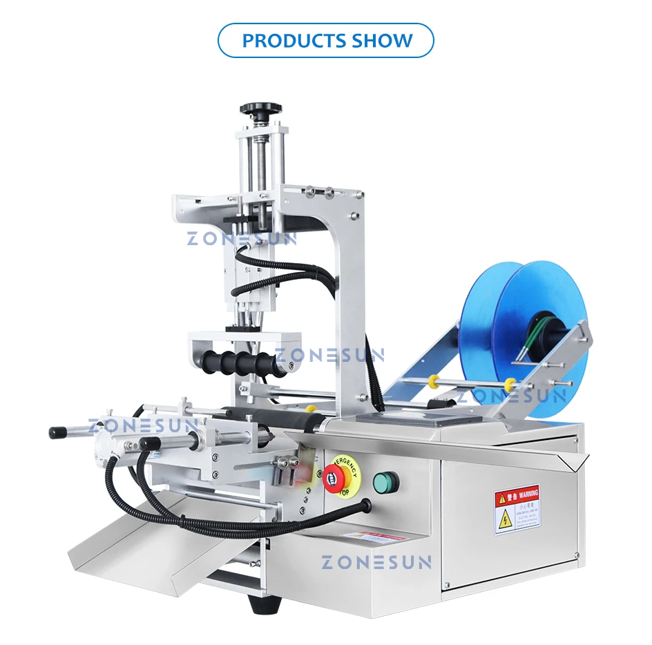 ZS-TB101 Tabletop Round Bottles Labeling Machine with Printer – ZONESUN