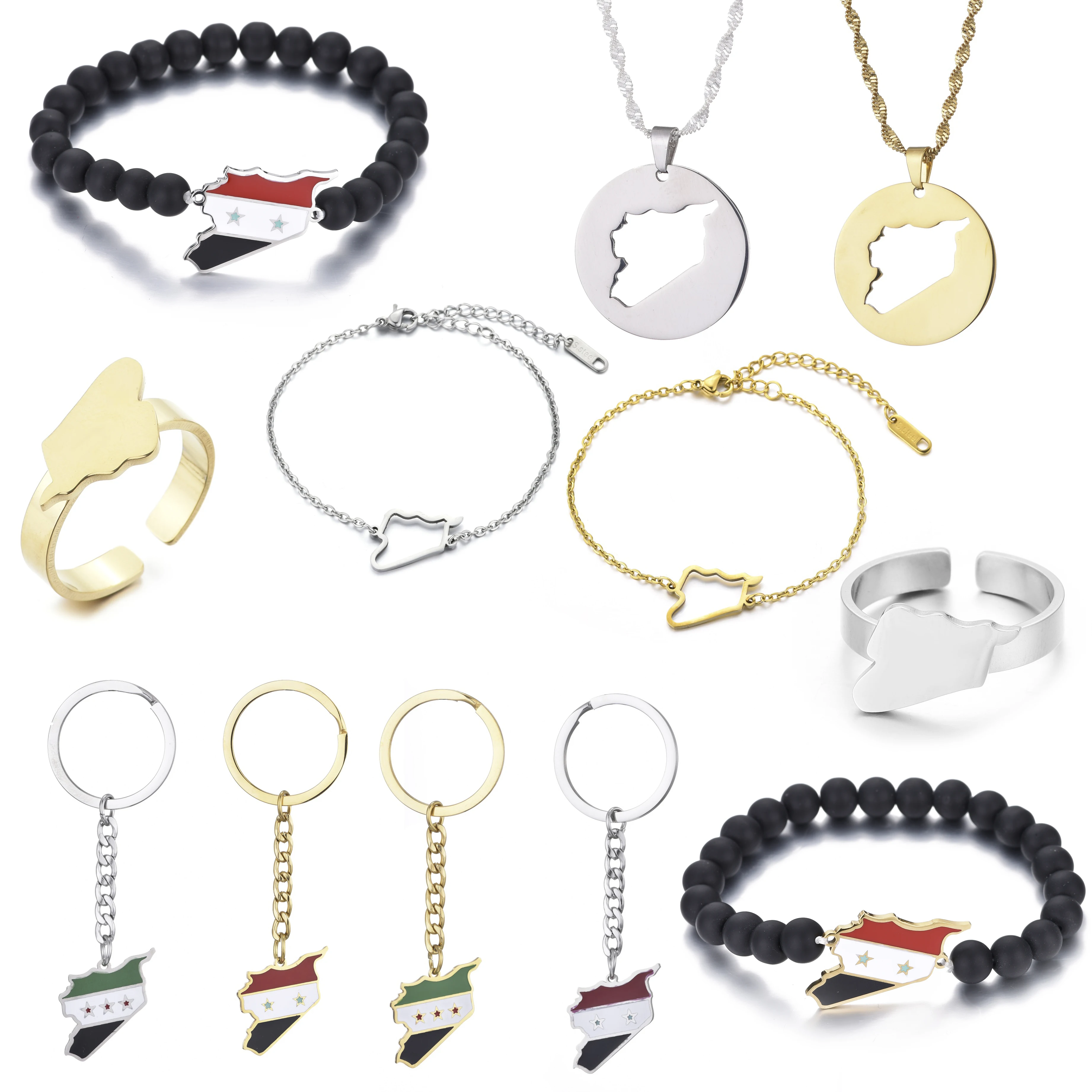 Syria-Map-With-Flag-Pendants-Necklaces-Keychain-Bracelet-Ring-Jewelry ...