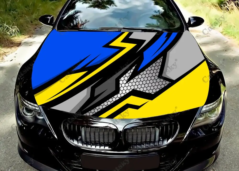 Abstract-Blue-Gray-Racing-Car-Hood-Decal-Stickers-Wrap-Vinyl-Film ...