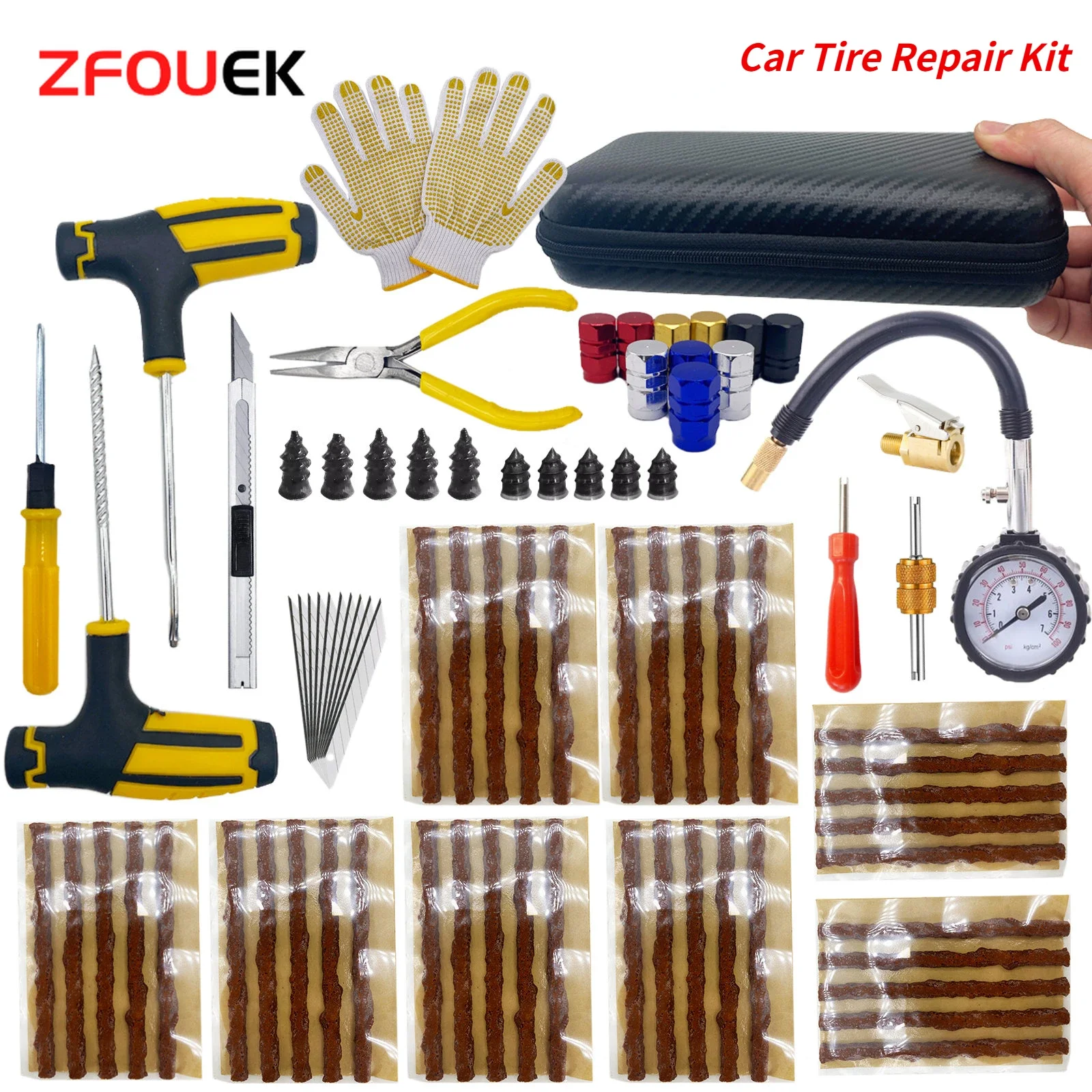Auto-Band-Reparatie-Kit-Lek-Plug-Gereedschap-Lekke-Band-Lek-Noodgeval ...