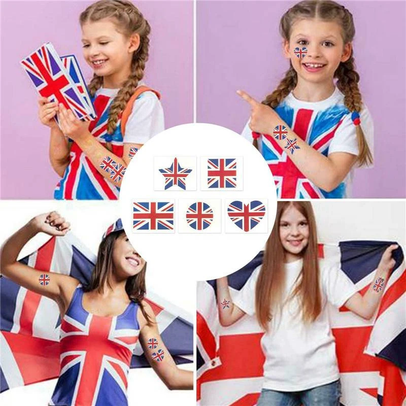 Face Tattoos British Jubilee Red White Blue Tattoo Stickers Union Jack ...
