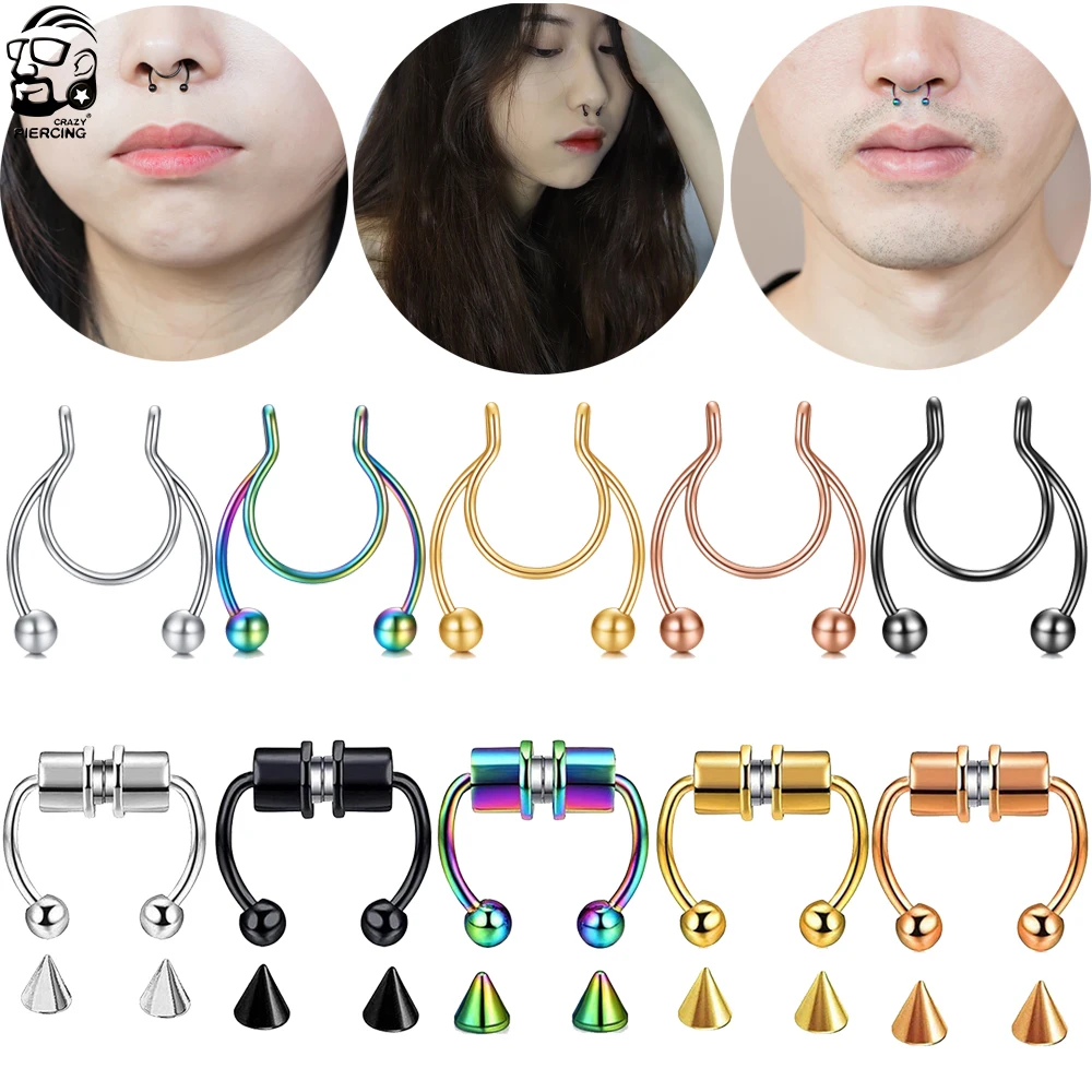 1pc-Stainless-Steel-Magnet-Fake-Piercing-Nose-Ring-Fake-Septum-Piercing ...
