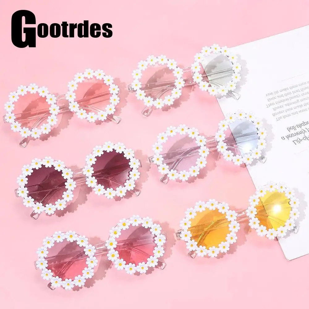 Fashion Retro Daisy Sunglasses for Women Round Flower Sun Glasses ...