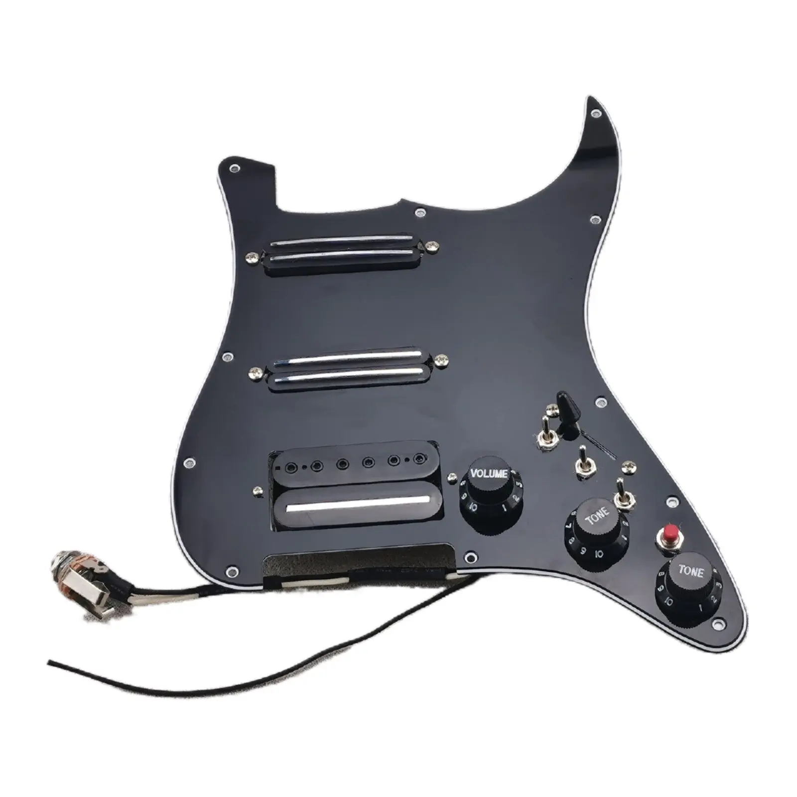 Strat-Guitar-Pickup-Black-Prewired-Pickguard-Wiring-Guitar-Alnico-V ...