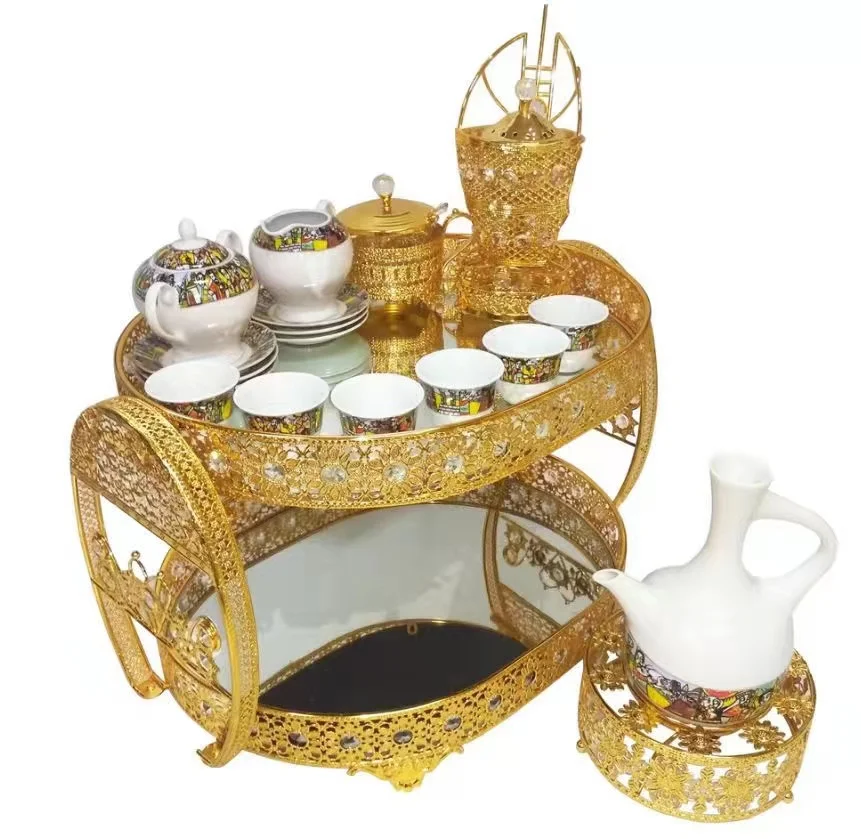 Large Golden Silver Plated Eritrean Ethiopian Rekebot Coffee Serving ...
