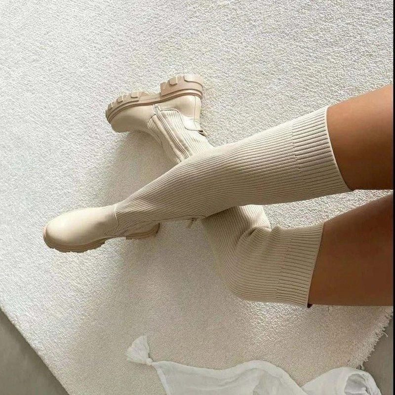 Winter-Thick-Sole-Boots-Women-New-2022-Breathable-Knitting-Sock-Boots ...