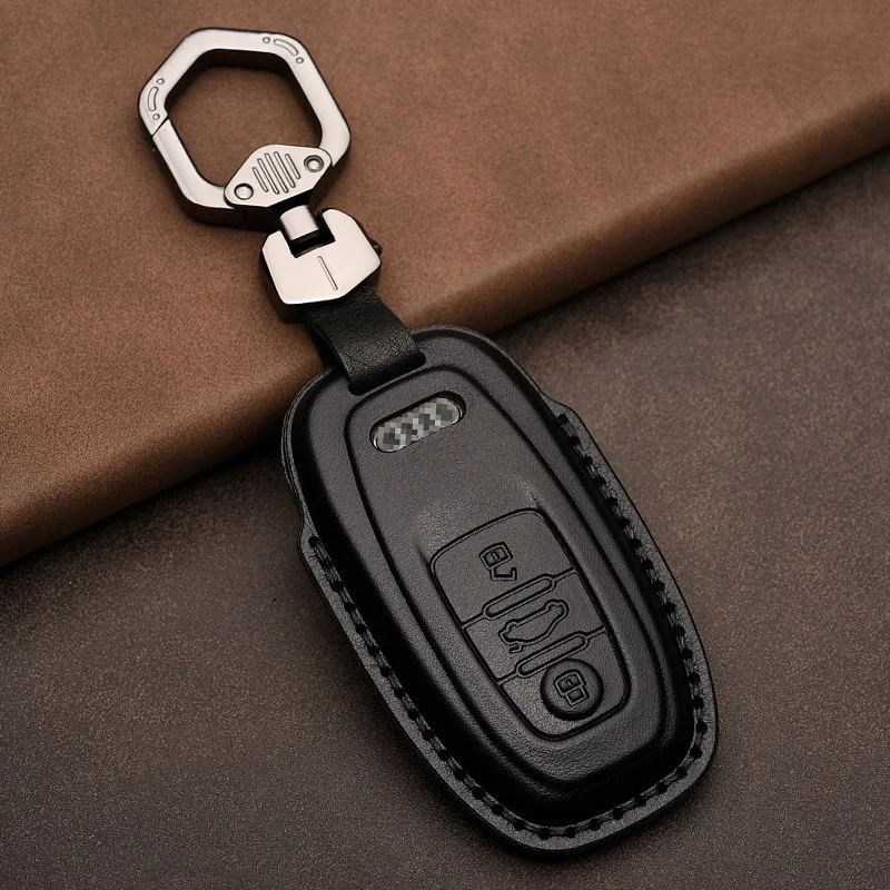 Leather Car Key Case Cover For AUDI A4 A4L A5 Q5 Q7 TT 2016 2017 Key ...