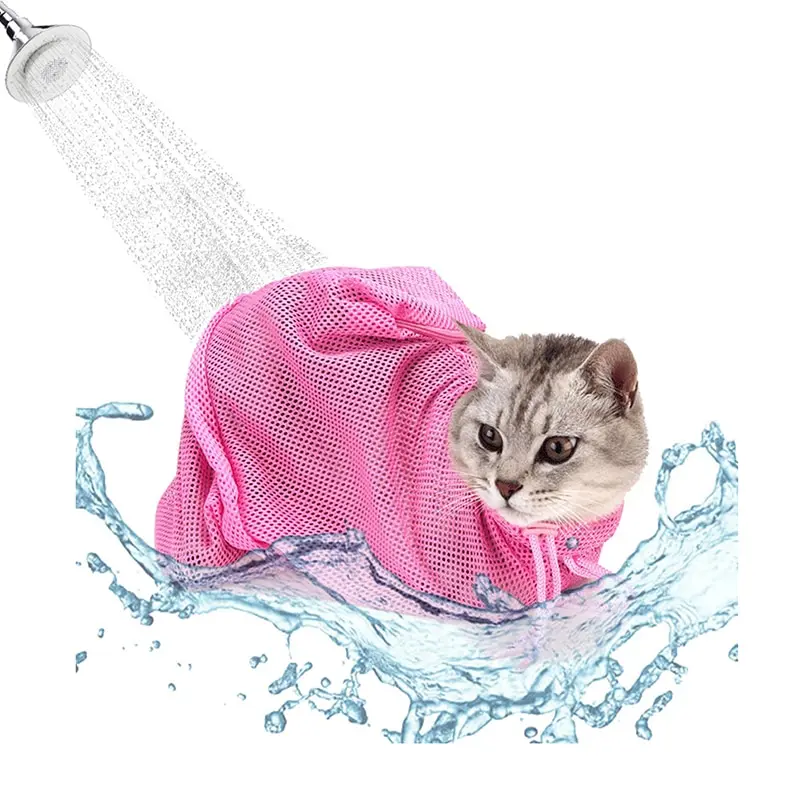 Cat Grooming Bag Shower Mesh Bag Adjustable Multifunctional Breathable ...