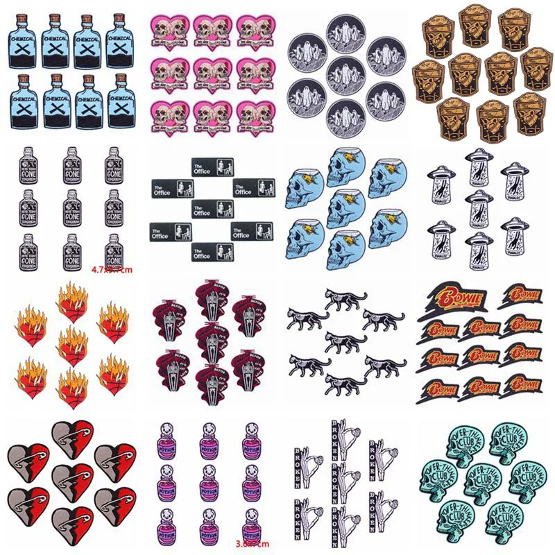 10-St-ck-Hippie-Punk-Sch-del-Patch-Eisen-auf-gestickten-Patches-auf ...