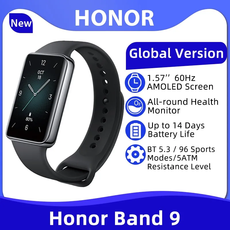 Global-Version-Honor-Band-9-Smart-Bracelet-9-1-57-AMOLEDDisplay-Heart ...