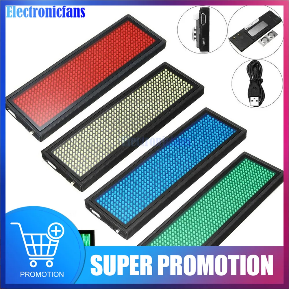 Mini Led Digital Display Rechargeable Programmable Name Badge 15 ...