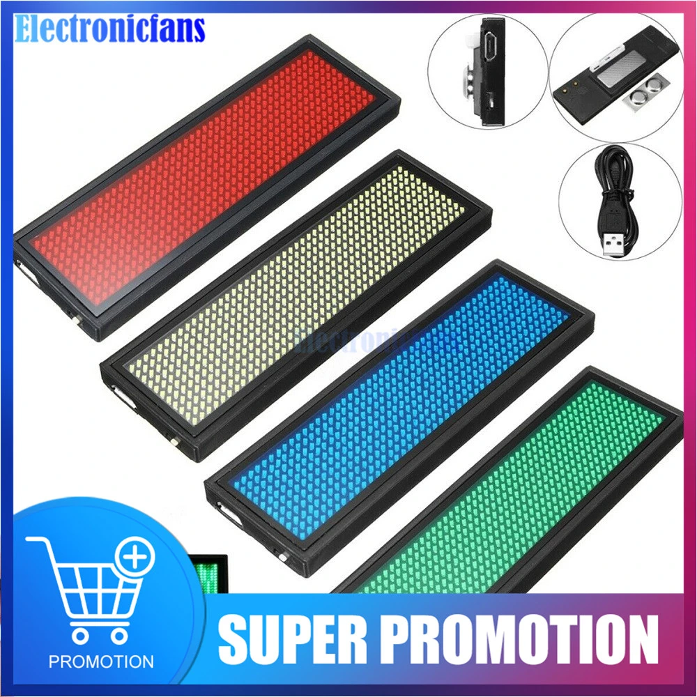 Mini Led Digital Display Rechargeable Programmable Name Badge 15 ...