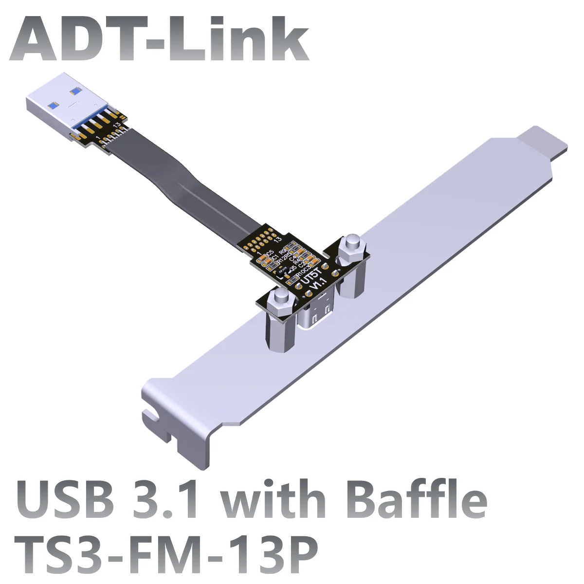 USB 3.1 with Baffle Female-to-Male Cable 10G/bps Aerial Up Down Angled ...