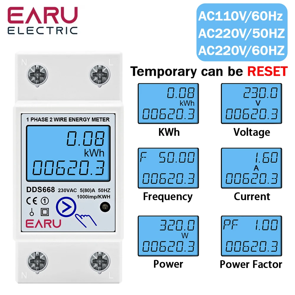 2P-AC-220V-110V-50-60Hz-Digital-Single-Phase-Reset-Zero-Energy-Meter ...