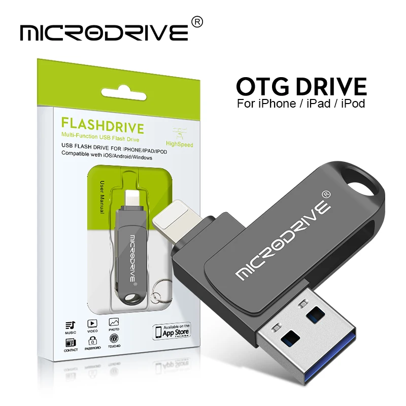 OTG USB 3.0 Flash Drive para iPhone, U disco para iPad, 64GB, 128GB ...