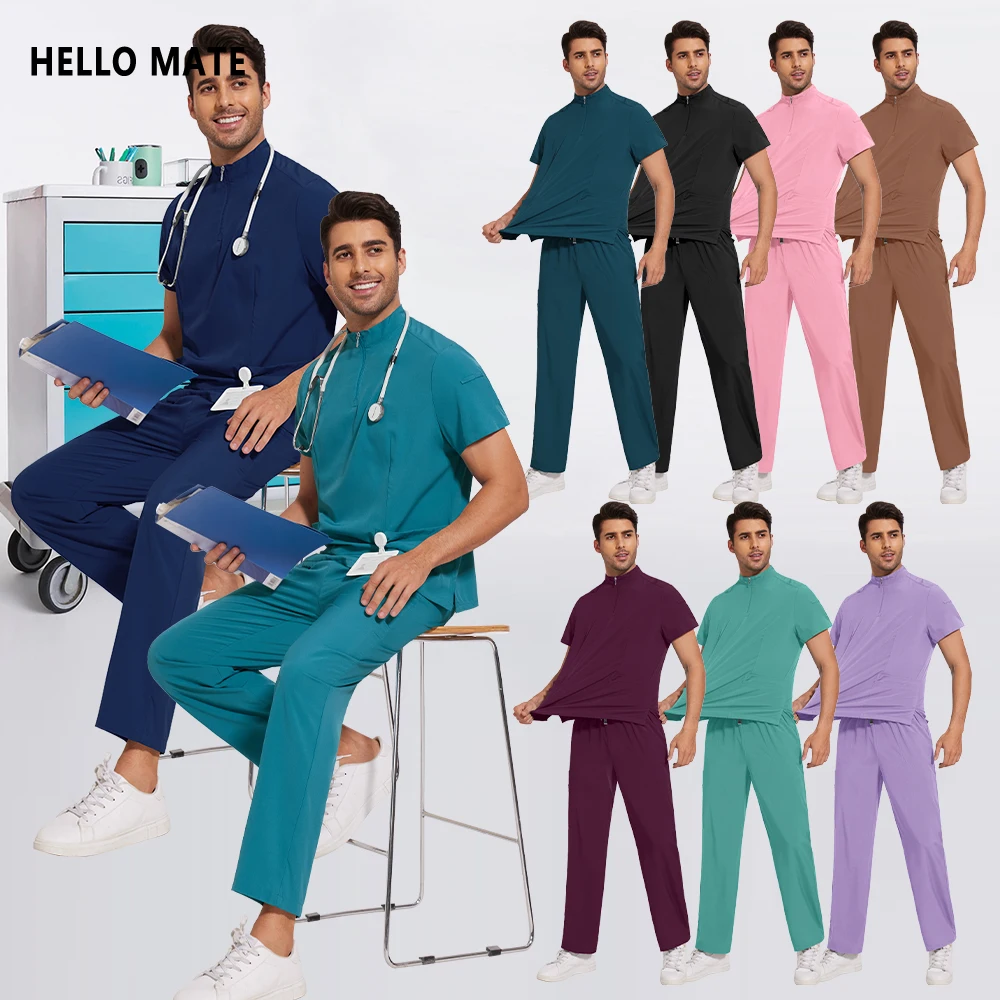 Unisex Straight Pants Suit Hospital Surgical Scrubs Set Doctor Uniform ...