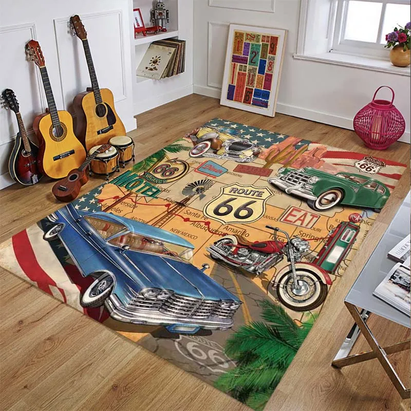 Route 66 Carpet American Mother Road Interesting Room Rug Vintage Usa ...