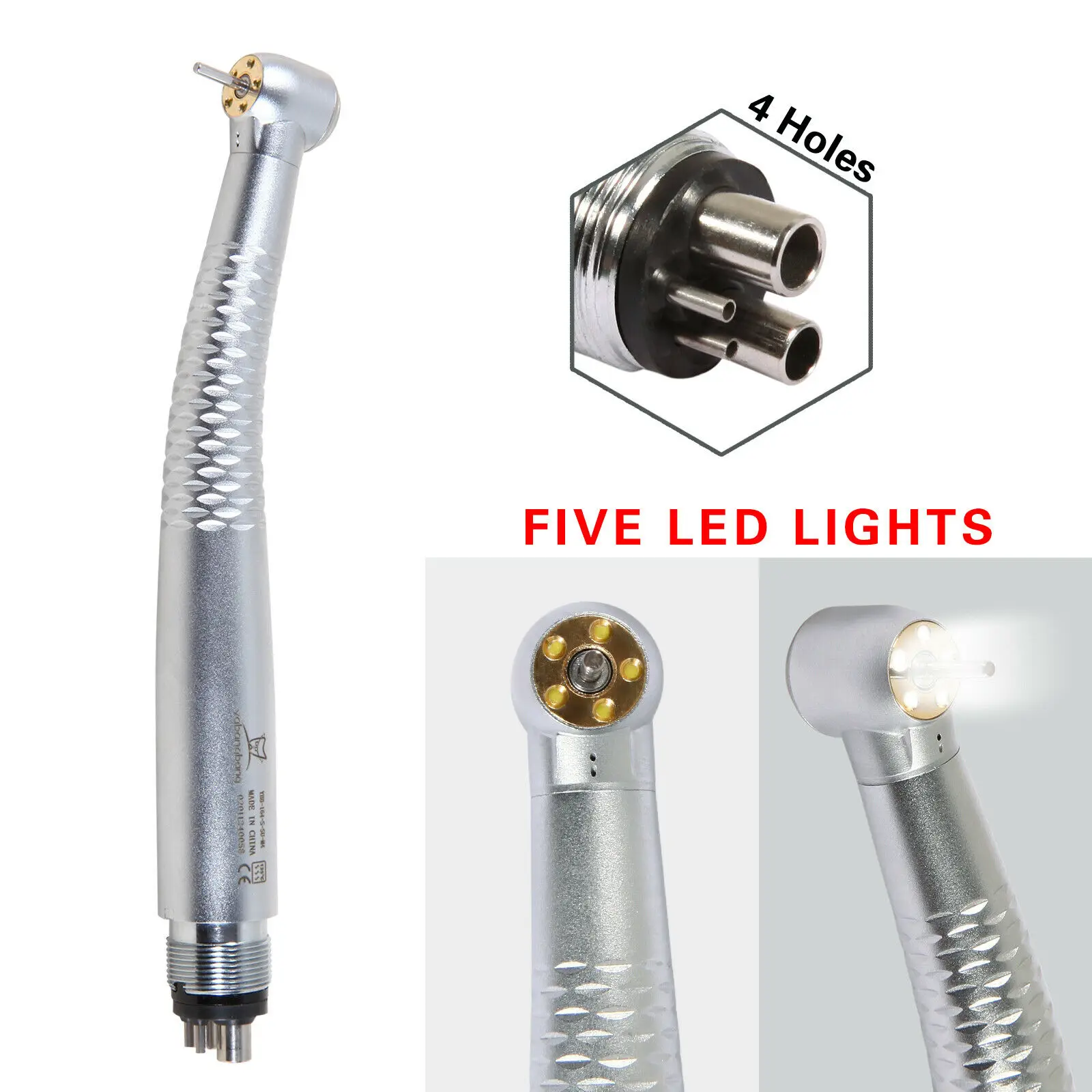 Dental LED Light E-generator High Speed Handpiece 5 Bulbs Lights 4 Hole ...