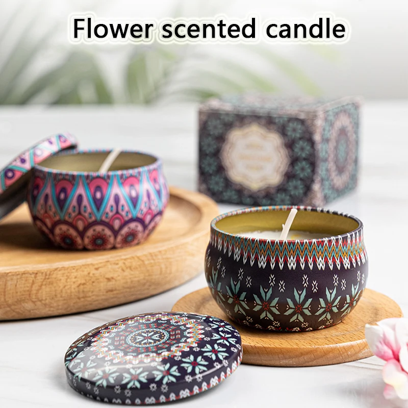 Scented Candles Flowers Scent Lavender Rose Aromatic Candles Jars Soy ...