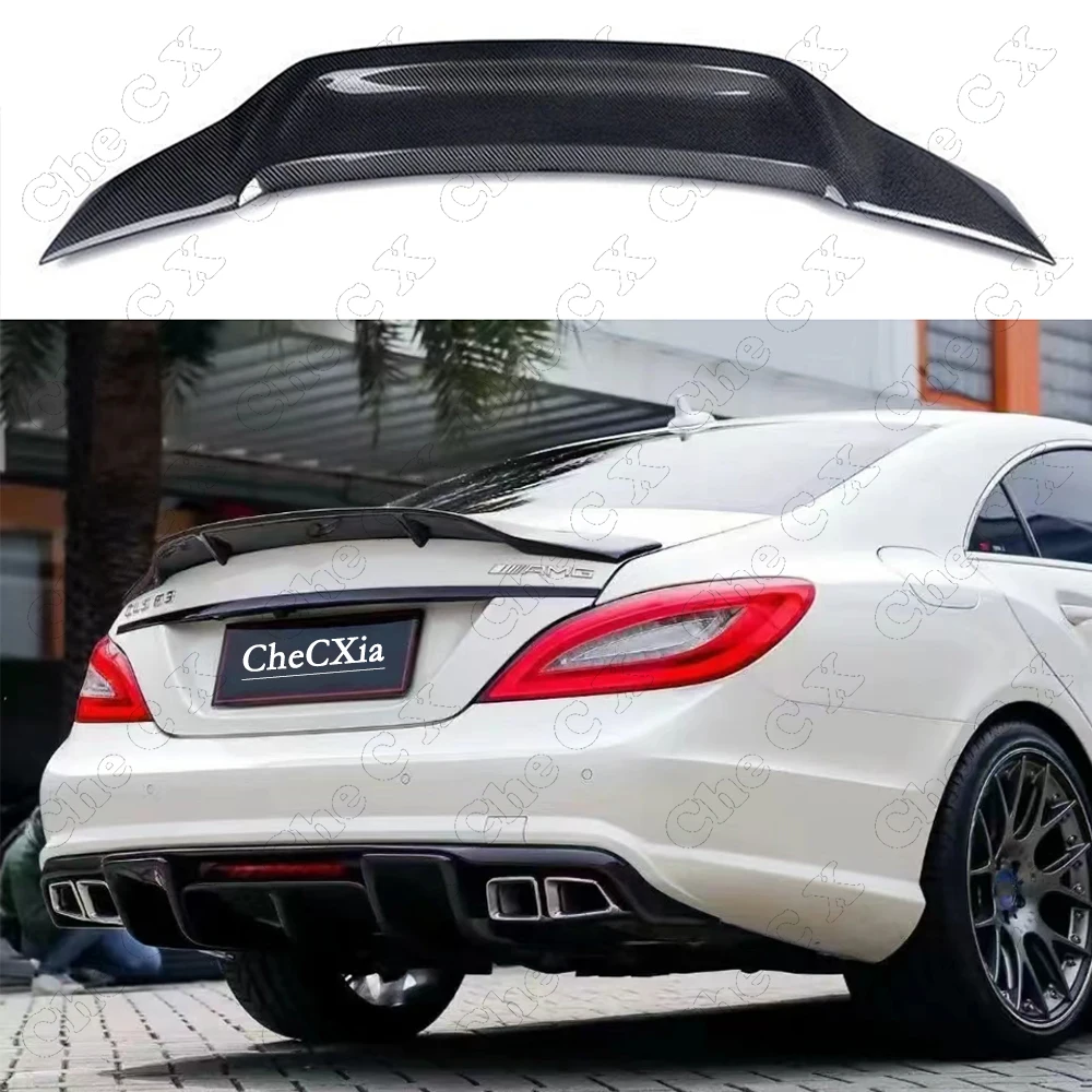 For-Mercedes-CLS-Class-W218-AMG-Spoiler-Gloss-Black-Carbon-Fiber-Rear ...