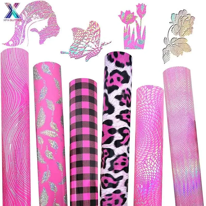 XFX-HTV-25x30-5cm-Pink-Holographic-Pattern-HTV-Heat-Transfer-Vinyl-Iron ...