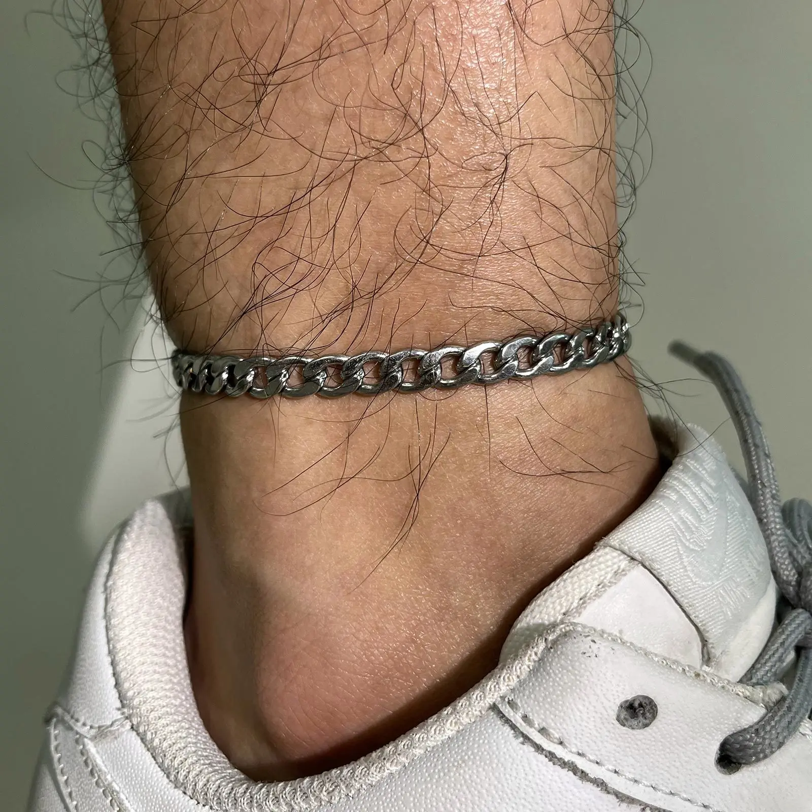 Minimalist Jewelry For Men Men's Silver Link Ankle Bracelet – Cuban ...