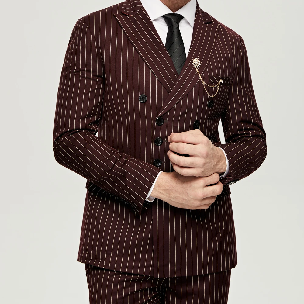 Fashion-Wine-Red-Pinstripe-Men-Suits-2-Pieces-Groom-Business-Slim-Fit ...