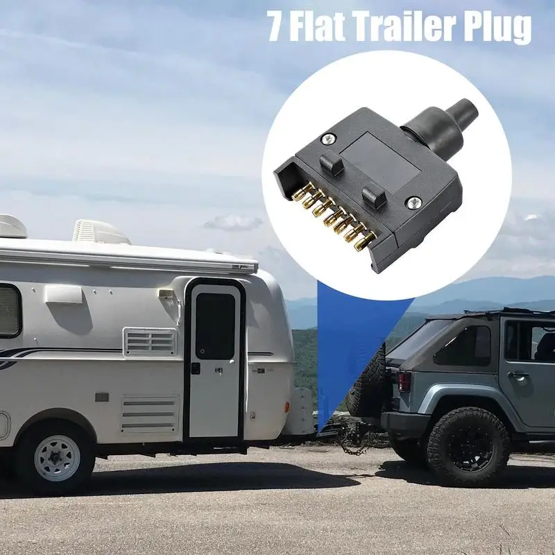 7 Pin Flat Plug Trailer Connector Adapter Vehicle Long-Lasting Socket ...