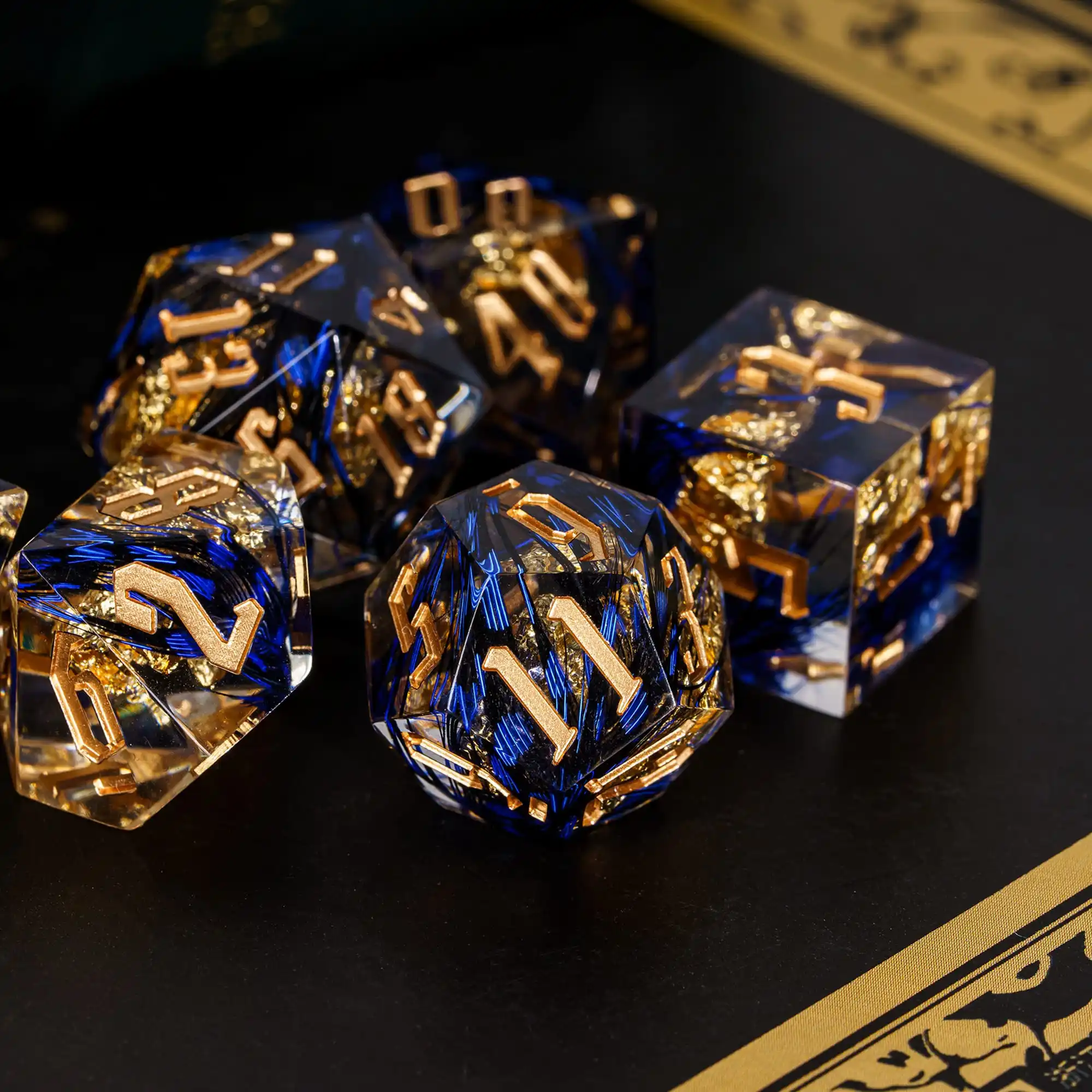 Cusdie-Gold-Foil-D-D-Dice-with-Filler-7Pcs-Sharp-Edges-Dice-Set-High ...