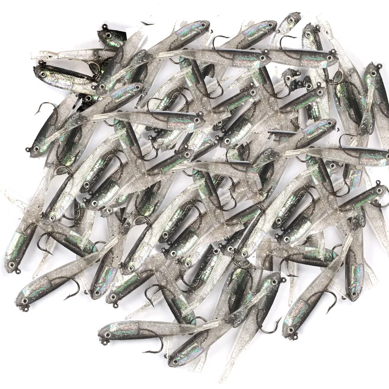 50Pcs-Soft-Lure-7cm-6g-Split-Tail-Lead-Fish-Swimbaits-with-Hooks ...
