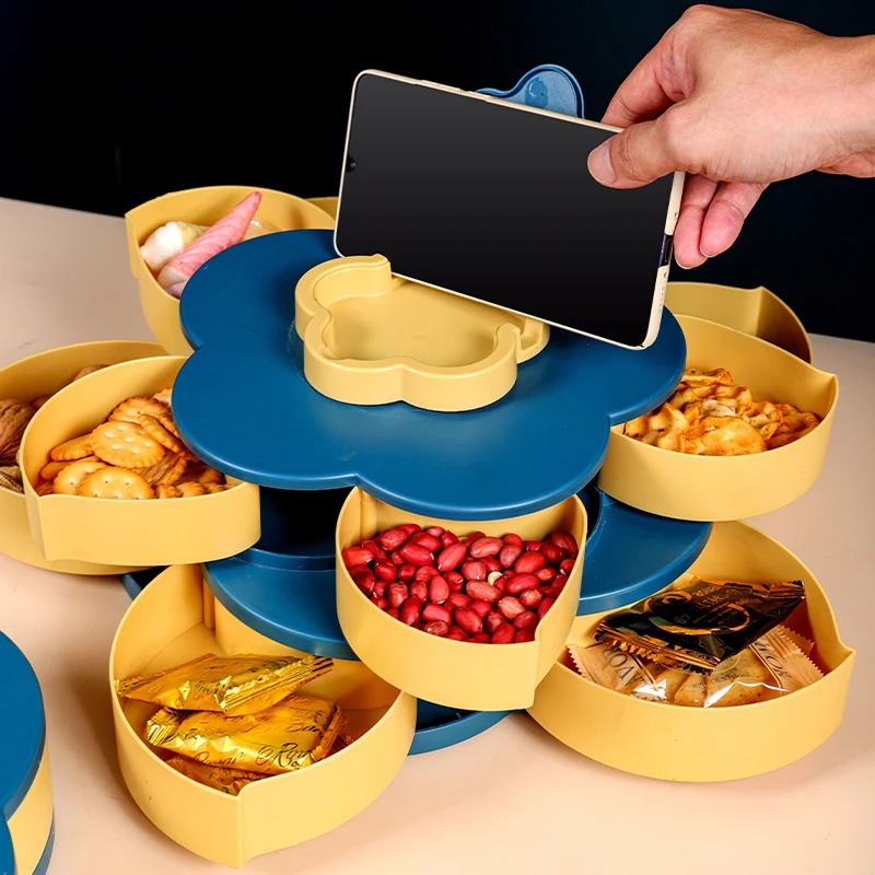 Rotating-Nut-Tray-Creative-Fruit-Tray-Double-Petal-Shaped-Snack-Platter ...