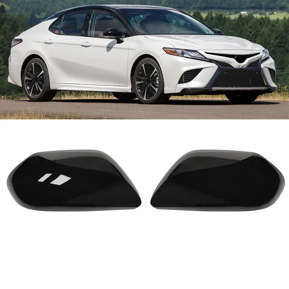 Gloss Black Side Mirror Cap Cover Camera Option For Toyota Camry 2018 ...
